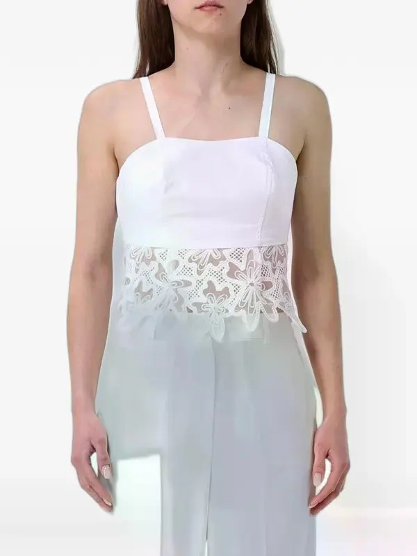 HANITA Macramé-insert Cropped Tank Top