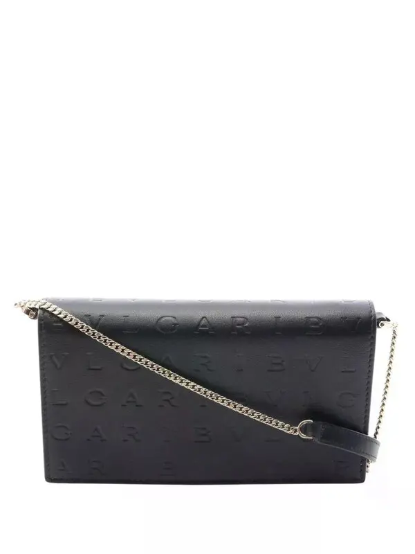 BVLGARI 2010-2026 Leather Infinitum Wallet On Chain Crossbody Bag - Black
