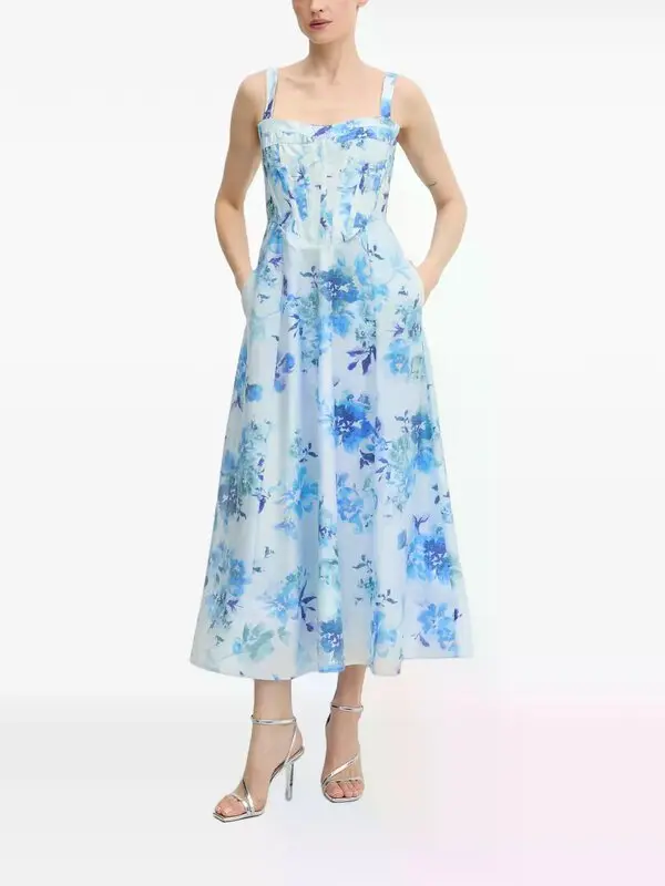 Bardot Floral-print Corset Midi Dress