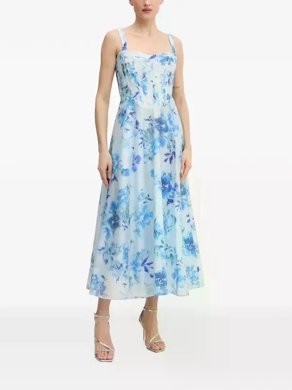 Bardot Floral-print Corset Midi Dress