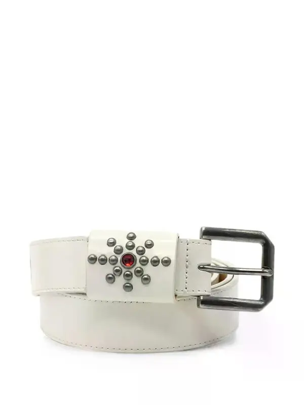 HTC LOS ANGELES Studded Leather Belt - Neutrals