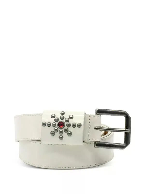 HTC LOS ANGELES Studded Leather Belt - Neutrals