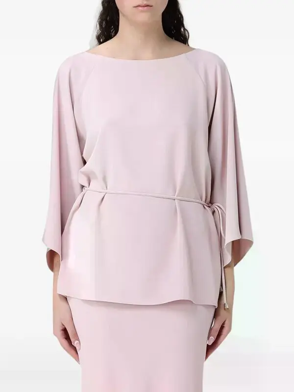 HANITA Belted Slit-sleeve Blouse