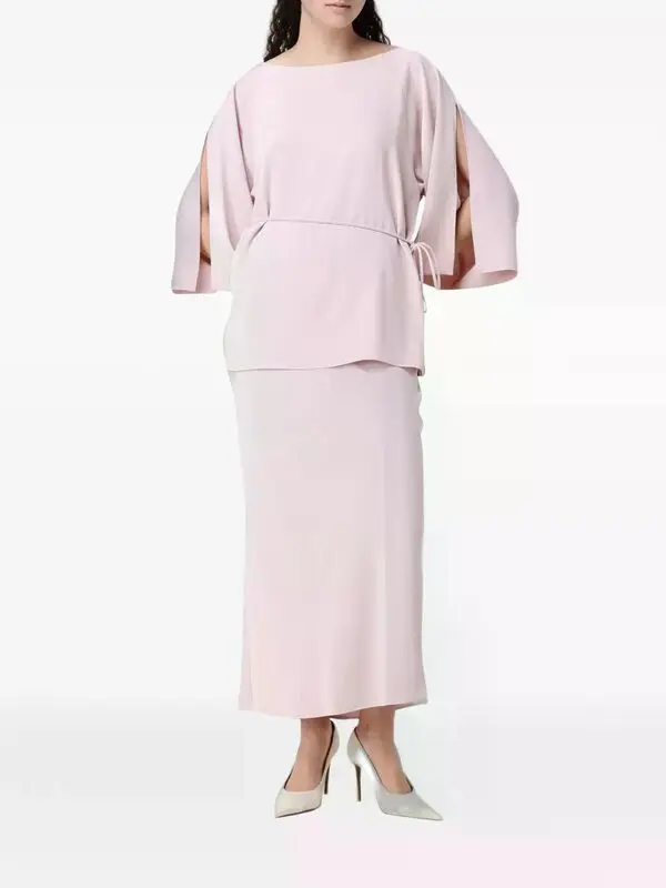 HANITA Belted Slit-sleeve Blouse