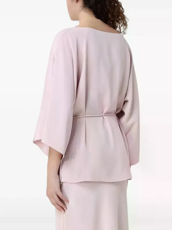 HANITA Belted Slit-sleeve Blouse