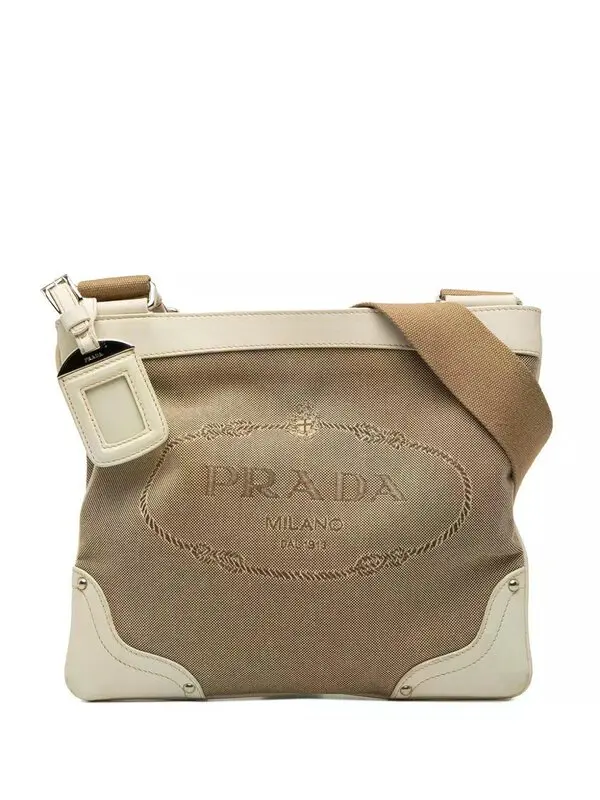 Prada 2010-2026 Canvas Canapa Logo Crossbody Bag - Neutrals