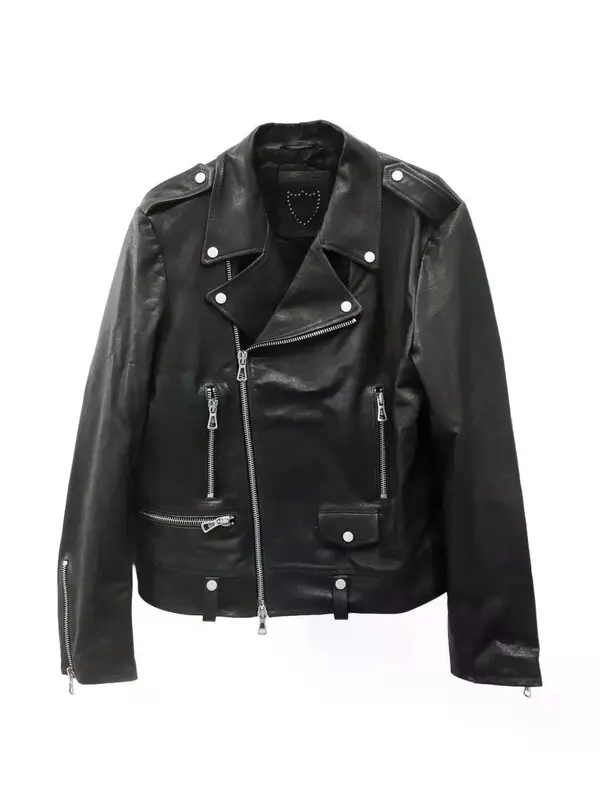 HTC LOS ANGELES Axel Stud-embellished Leather Biker Jacket - Black