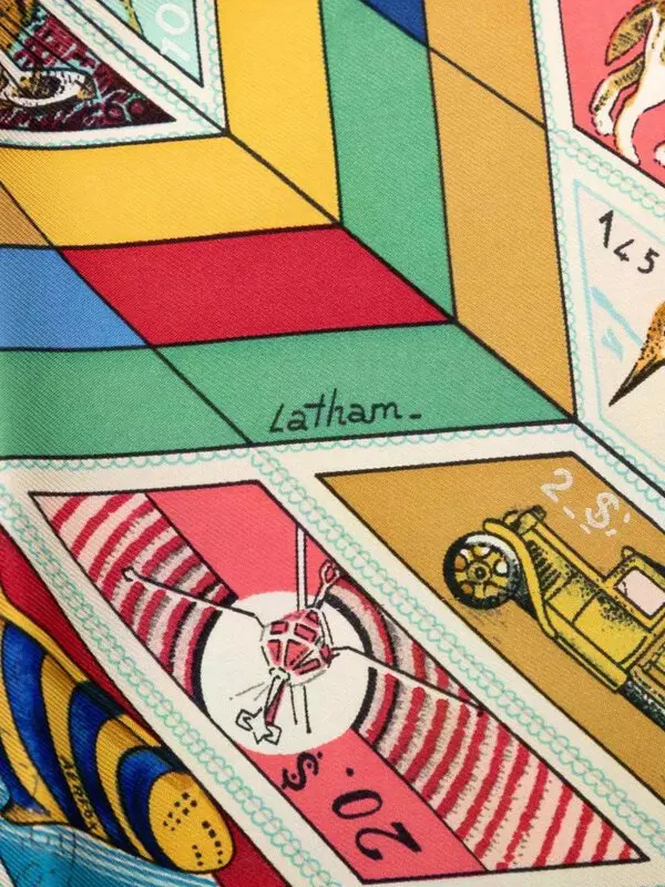 Hermès 20th Century Correspondance Silk Scarf 90 Scarves