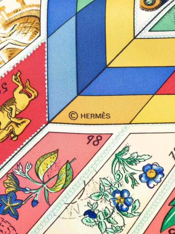 Hermès 20th Century Correspondance Silk Scarf 90 Scarves