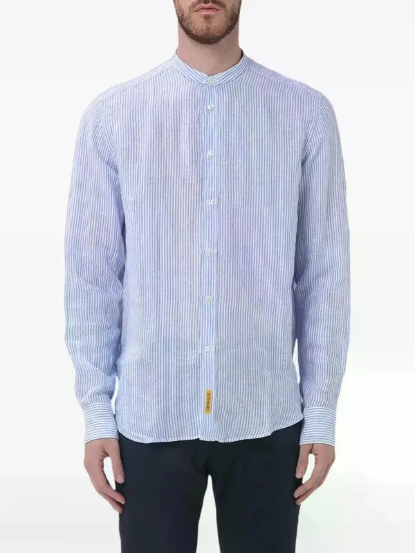 B.D.BAGGIES Striped Band-collar Shirt
