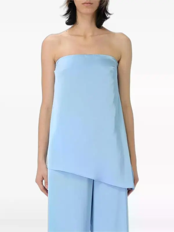 HANITA Asymmetric Strapless Top - Blue
