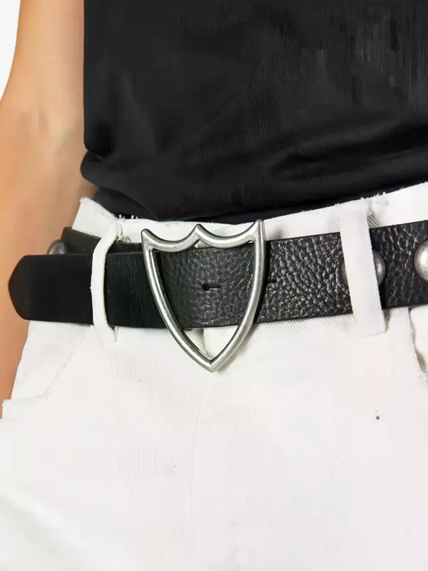 HTC LOS ANGELES Shield Buckle Studded Leather Belt