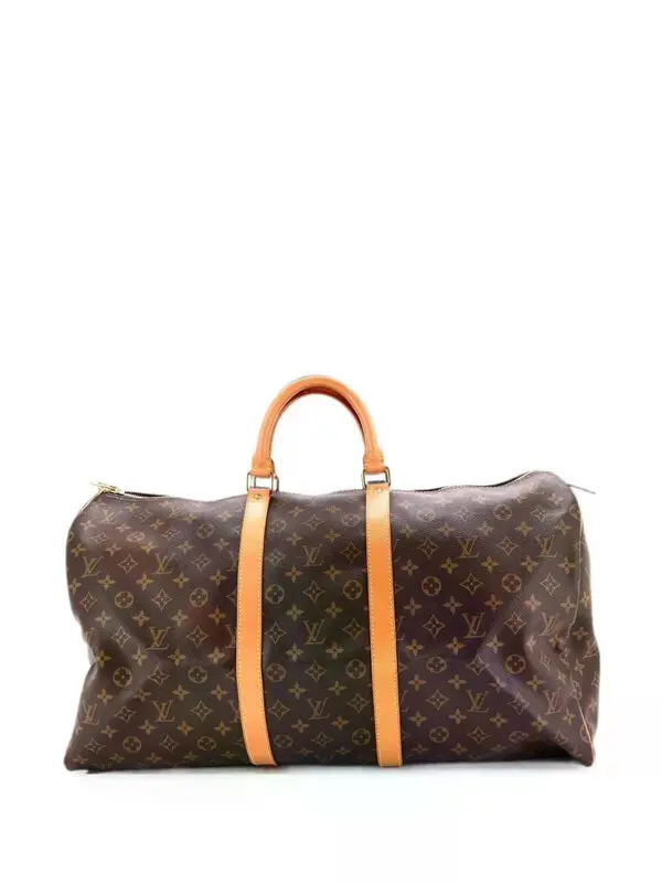 LOUIS VUITTON Monogram Canvas Keepall 55 Travel Bag - Brown