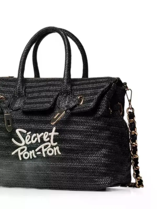 SECRET PON-PON Victoria Logo-embroidered Shoulder Bag - Black