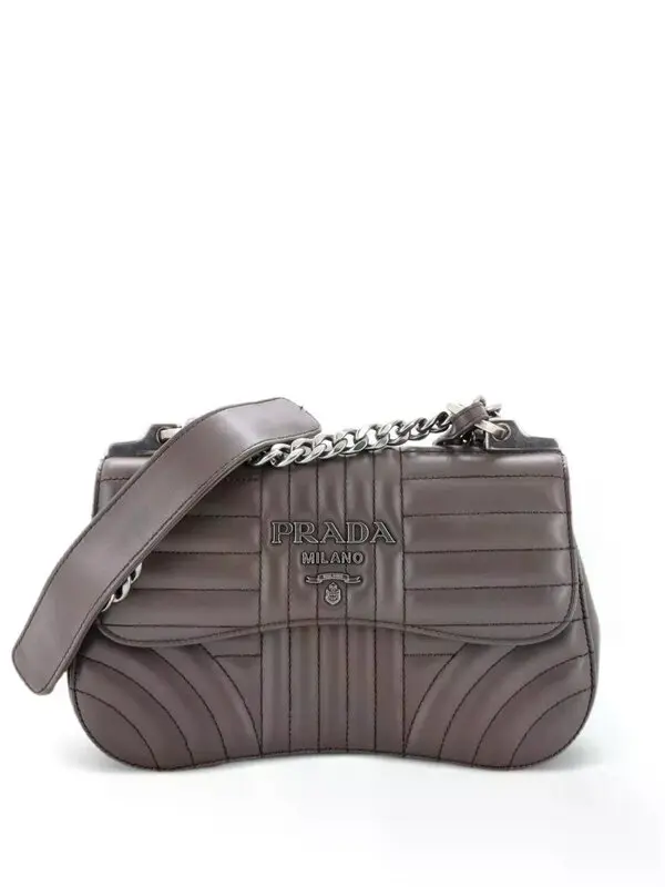 Prada Diagramme Quilted Leather Small Shoulder Bag - Brown