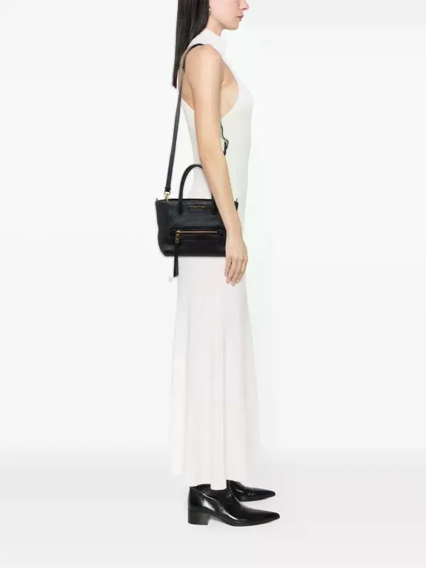 Miu Miu 2010-2026 Goatskin Madras Front Pocket Satchel - Black