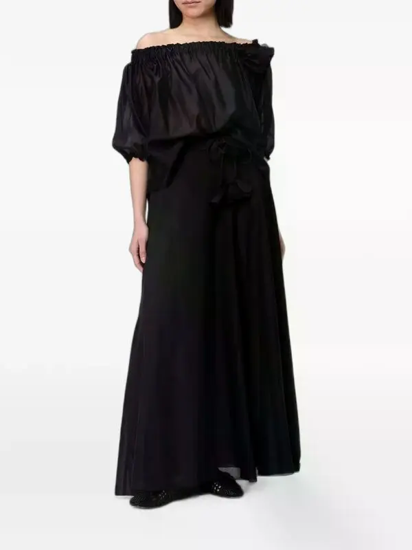 HANITA Floral-detail Long Skirt - Black