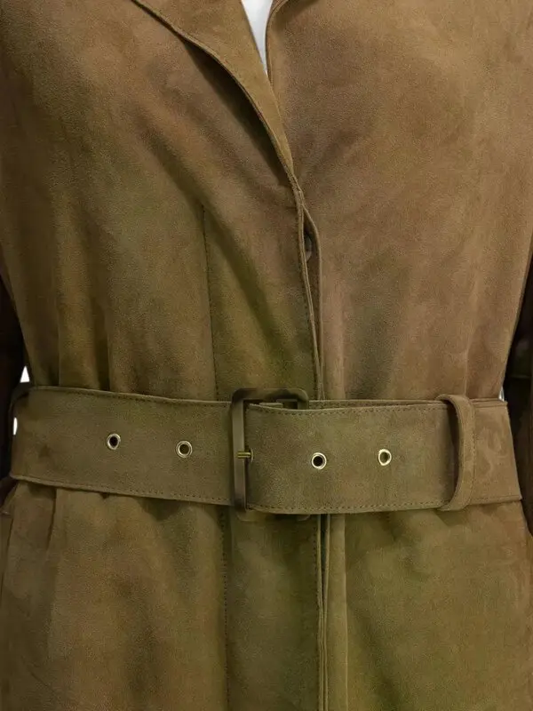 GOLDEN GOOSE Belted Waist Suede Coat