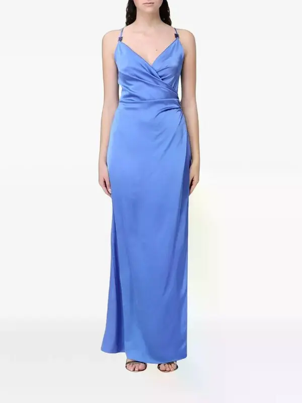 HANITA Maxi Lace-up Satin Dress - Blue