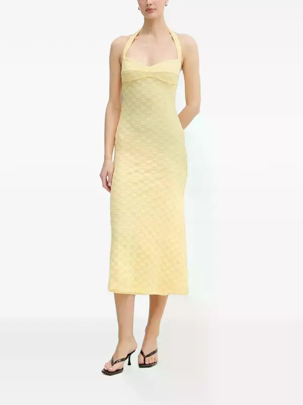 Bardot Mariko Floral-lace Halterneck Midi Dress - Yellow