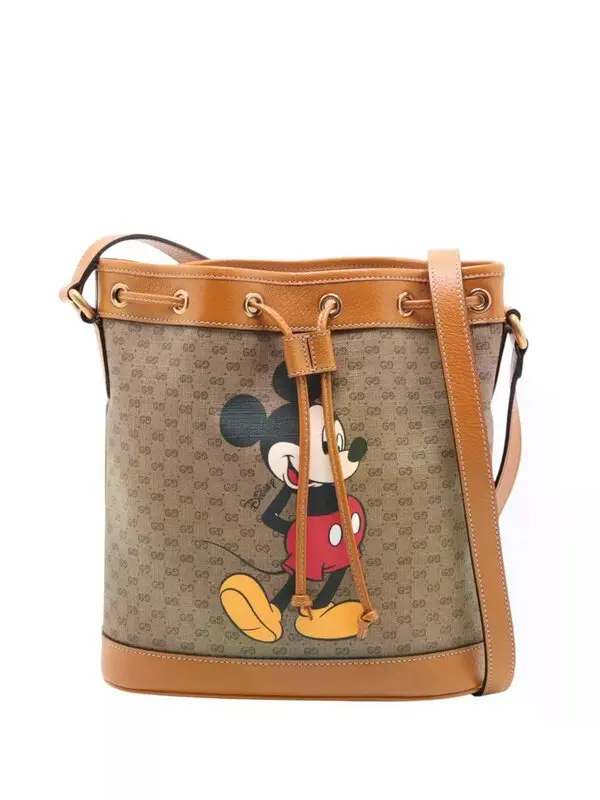 Gucci 2016-2026 Micro Gg Supreme Mickey Mouse Bucket Bag - Neutrals