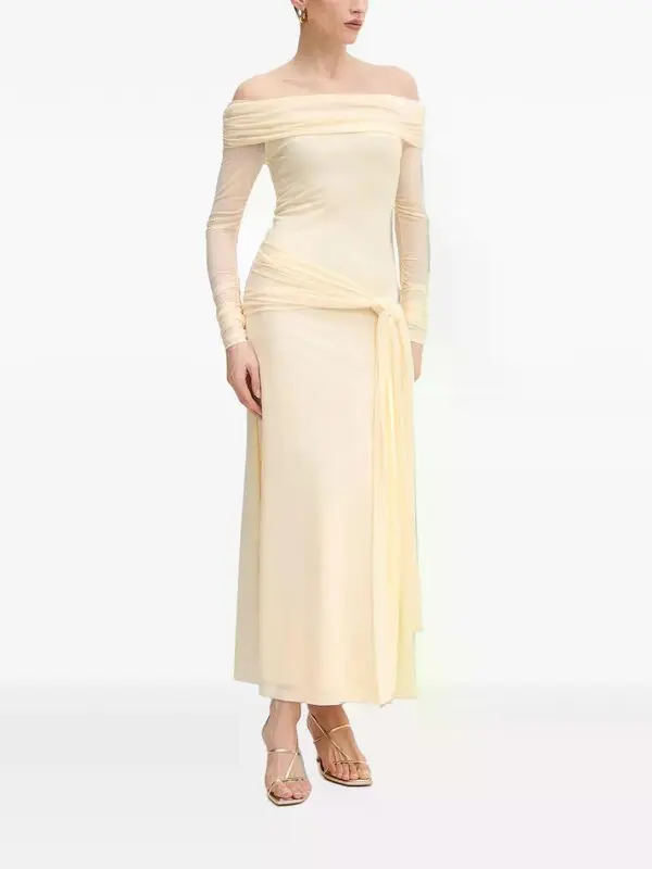 Bardot Selina Off-shoulder Ruched Maxi Dress - Neutrals