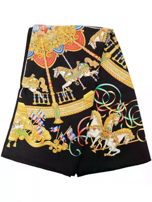 Hermès 2000-2026 Luna Park Silk Scarf 90 Scarves - Black