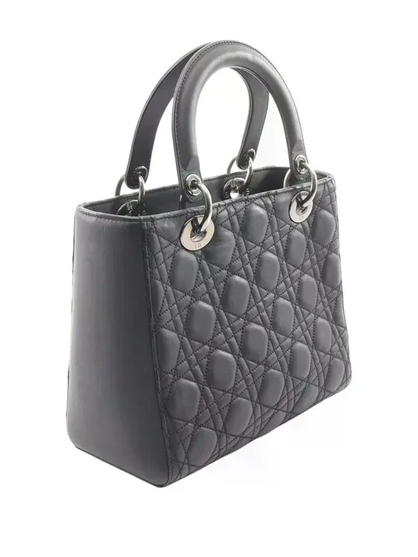 Dior Medium Lambskin Cannage Lady Satchel - Black