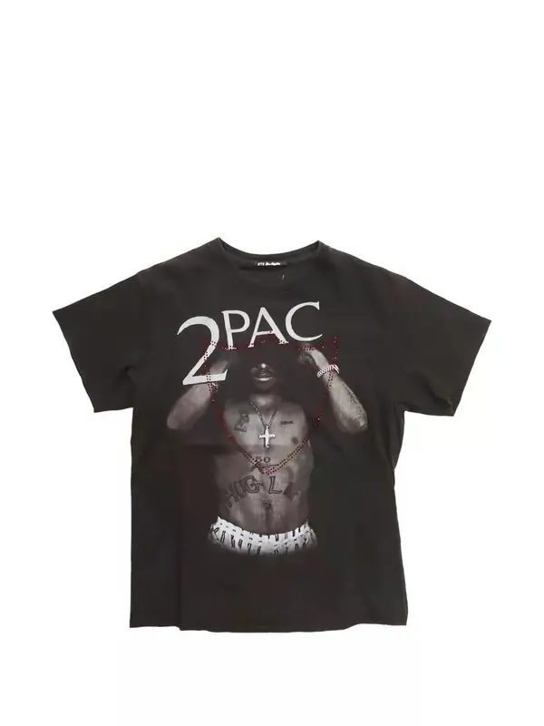 HTC LOS ANGELES Tupac Lux Studded Graphic-print T-shirt - Black