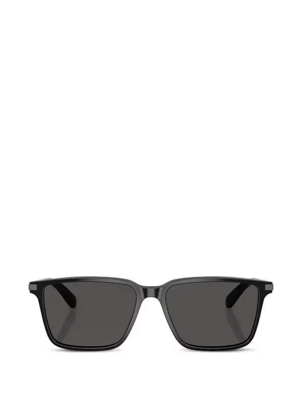 Brooks Brothers Rectangle Frame Sunglasses With Engraved Arms - Black
