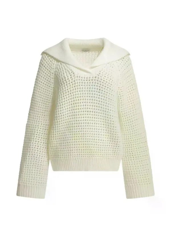 Brunello Cucinelli Open-knit Sailor-collar Sweater