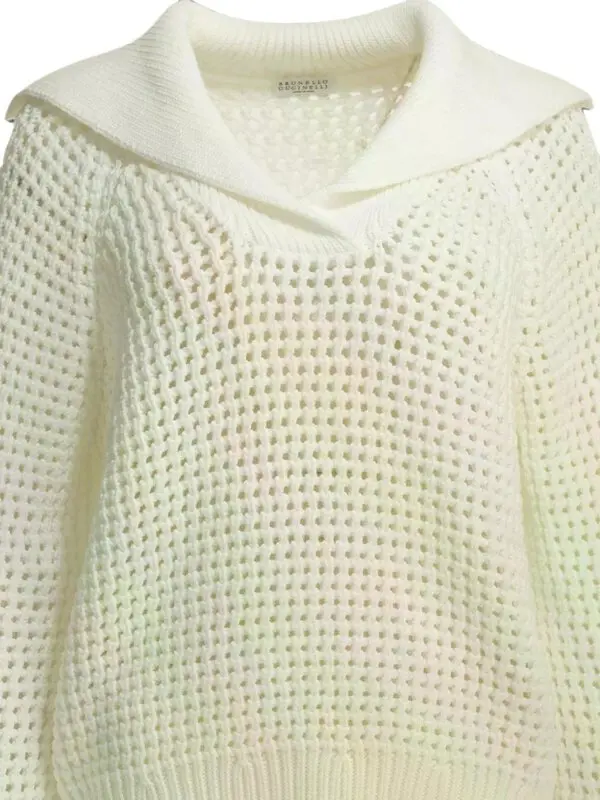 Brunello Cucinelli Open-knit Sailor-collar Sweater