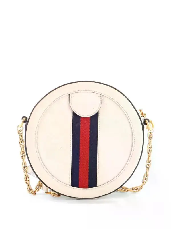 Gucci Ophidia Round Shoulder Bag Leather Mini Crossbody Bag - White
