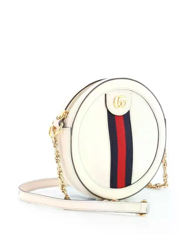 Gucci Ophidia Round Shoulder Bag Leather Mini Crossbody Bag - White