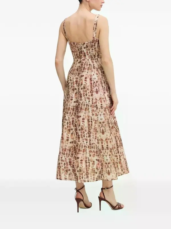 Bardot Lilah Abstract-print Corset Midi Dress - Neutrals