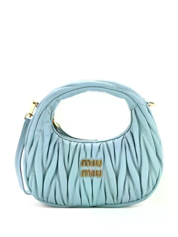 Miu Miu Wander Matelassé Leather Mini Hobo Bag - Blue