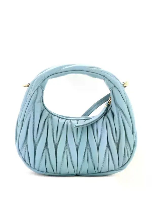 Miu Miu Wander Matelassé Leather Mini Hobo Bag - Blue