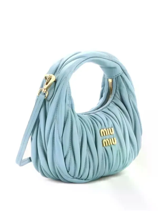 Miu Miu Wander Matelassé Leather Mini Hobo Bag - Blue