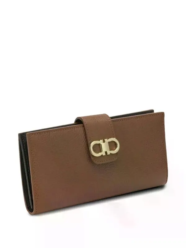 FERRAGAMO Gancini Continental Pebbled Leather Wallet
