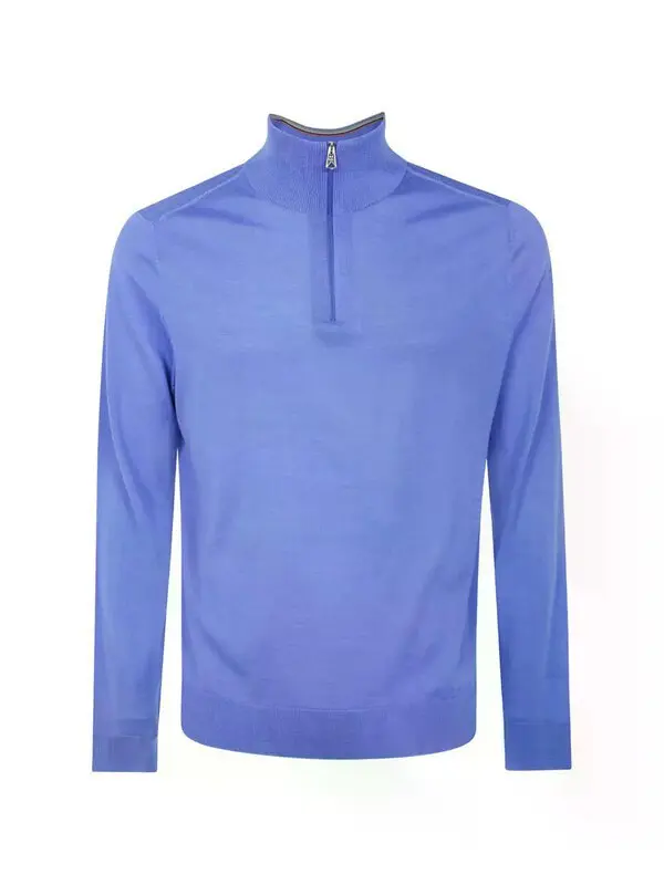 Paul Smith Quarter-zip Wool Sweater - Blue