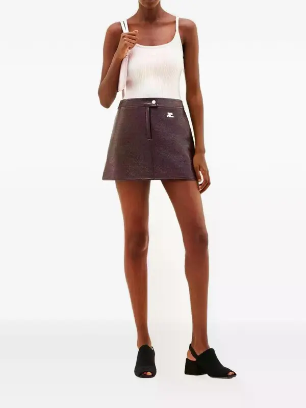 COURREGES Reedition Vinyl Logo-patch Mini Skirt