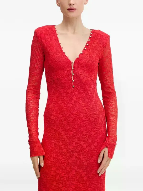 Bardot Zenia Lace-overlay V-neck Midi Dress