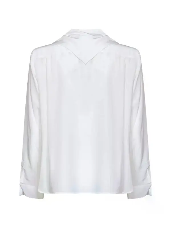 Max Mara Silk Scarf-collar Shirt - White