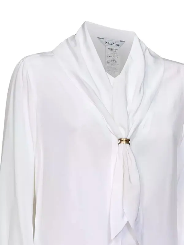 Max Mara Silk Scarf-collar Shirt - White