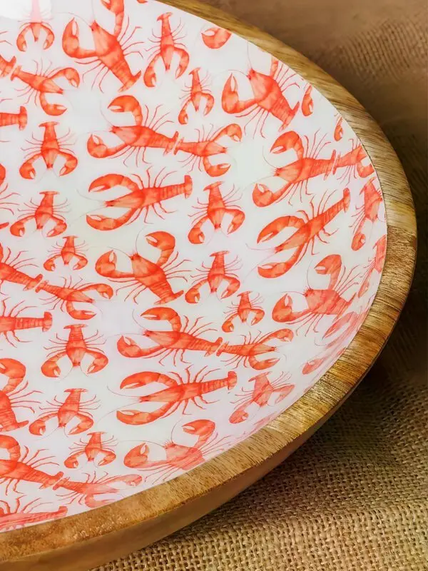CU I SEEYOU Lobster-print Wooden Bowl