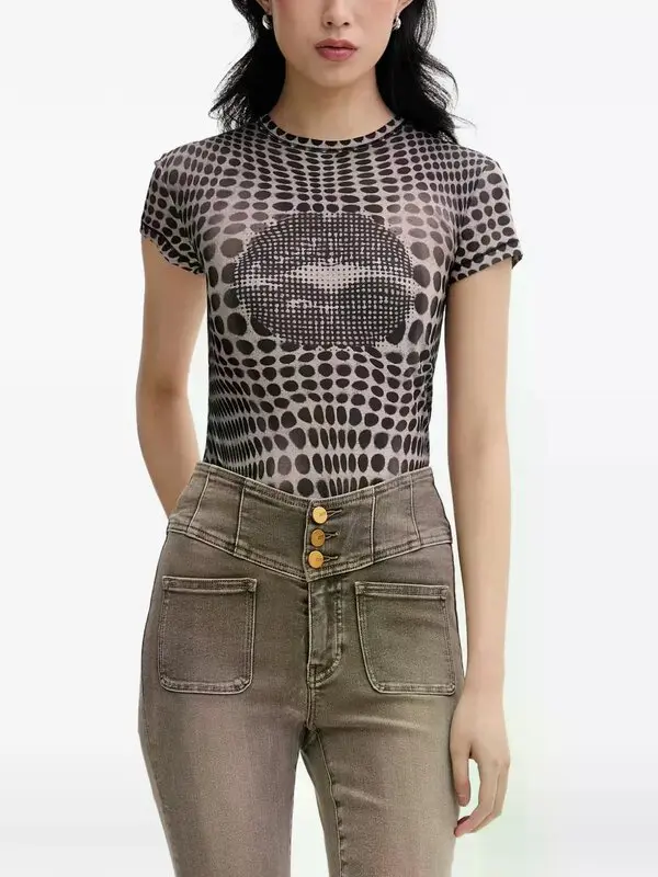 Miss Sixty Polka-dot Lip-print T-shirt