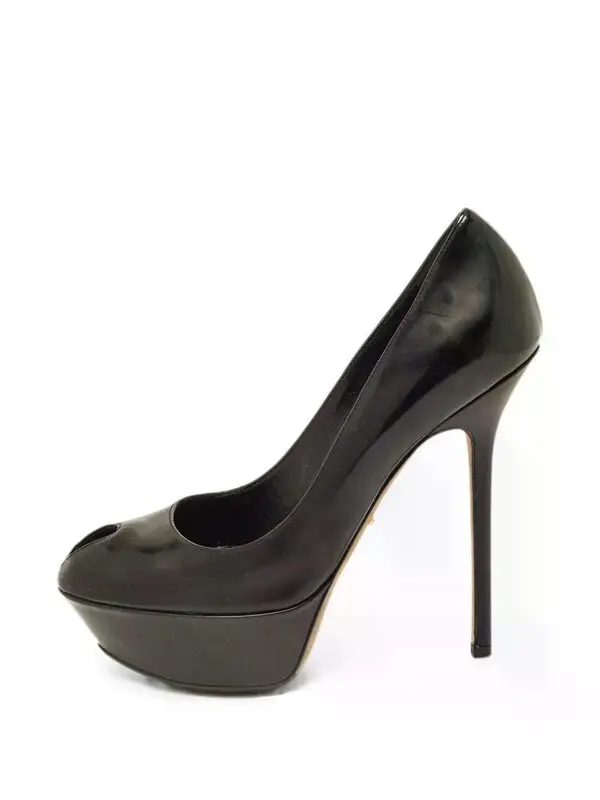 SERGIO ROSSI Patente Leather Peep-toe Heeled Pumps