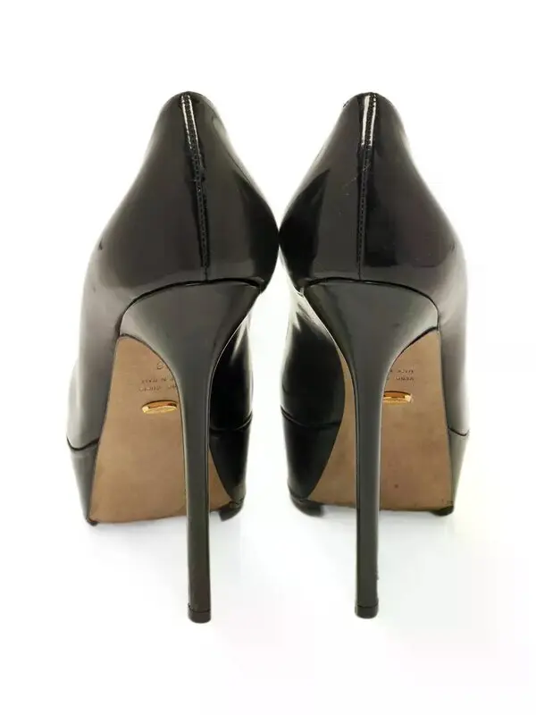 SERGIO ROSSI Patente Leather Peep-toe Heeled Pumps