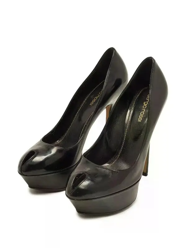 SERGIO ROSSI Patent Leather Peep-toe Stiletto Platform Pumps