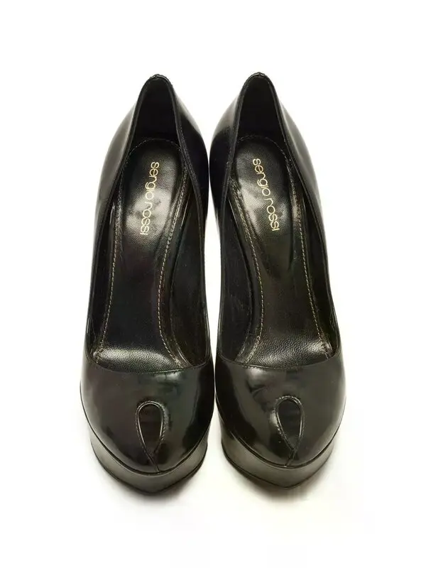 SERGIO ROSSI Patent Leather Peep-toe Stiletto Platform Pumps